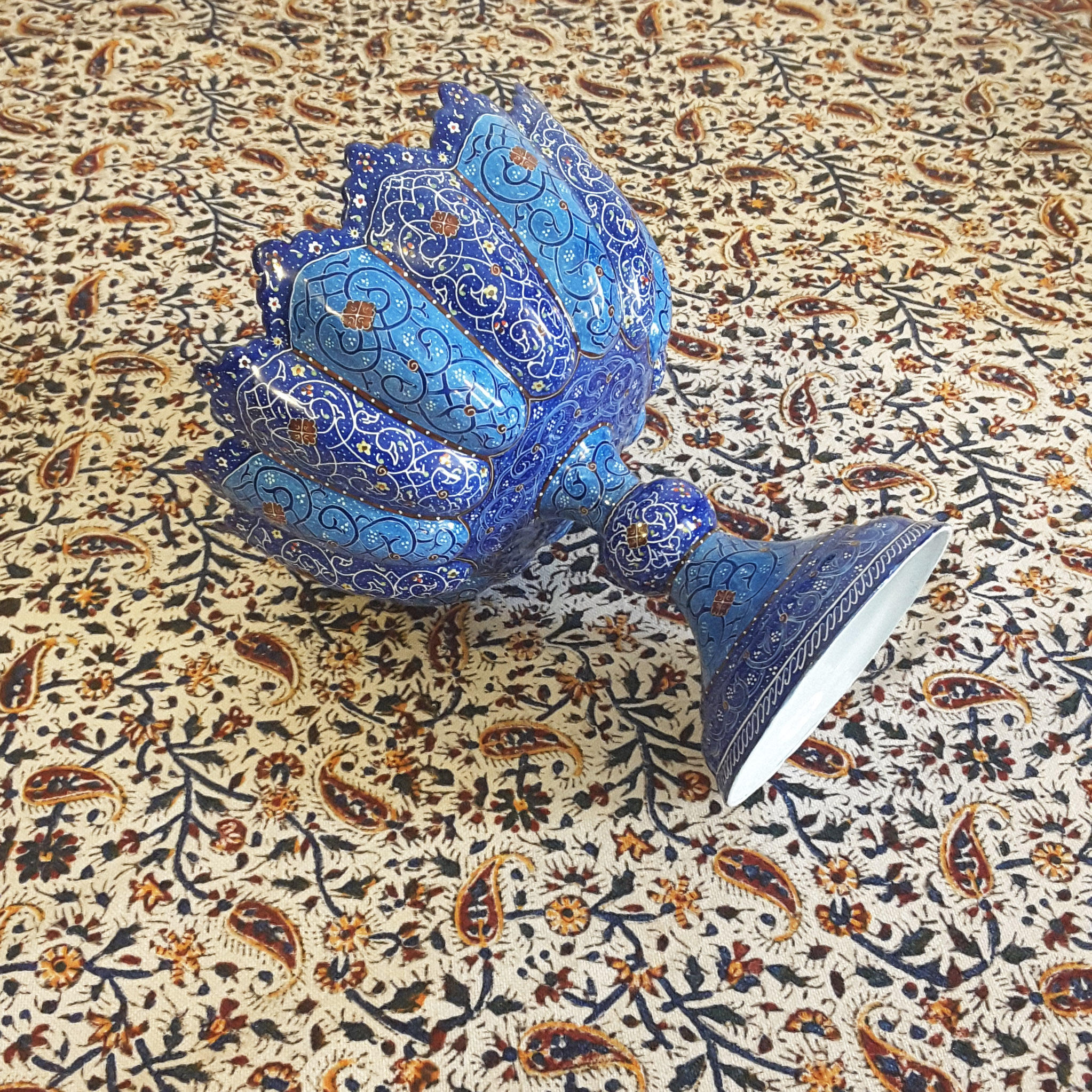 Persian Crafts - Enamel on Copper (Mina) - Pedestal Candy Nut Bowl Dish - 20 cm | Taha ...